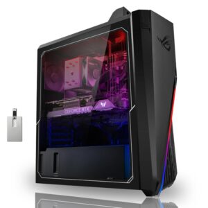 asus 2022 rog gaming desktop, intel core i7-12700f processor, 32gb ddr4 ram, 1tb pcie ssd + 1tb hdd, nvidia geforce rtx 3060 12g ddr6, win 11 pro, black, 32gb snowbell usb card