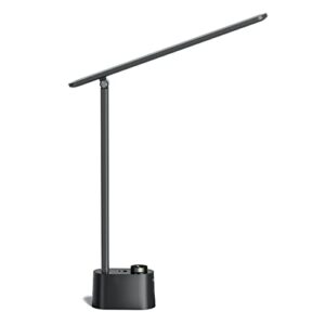 honeywell desk lamp home office - led lighting with charging station a+c usb port for small spaces bedroom reading crafts hwt-h01 black