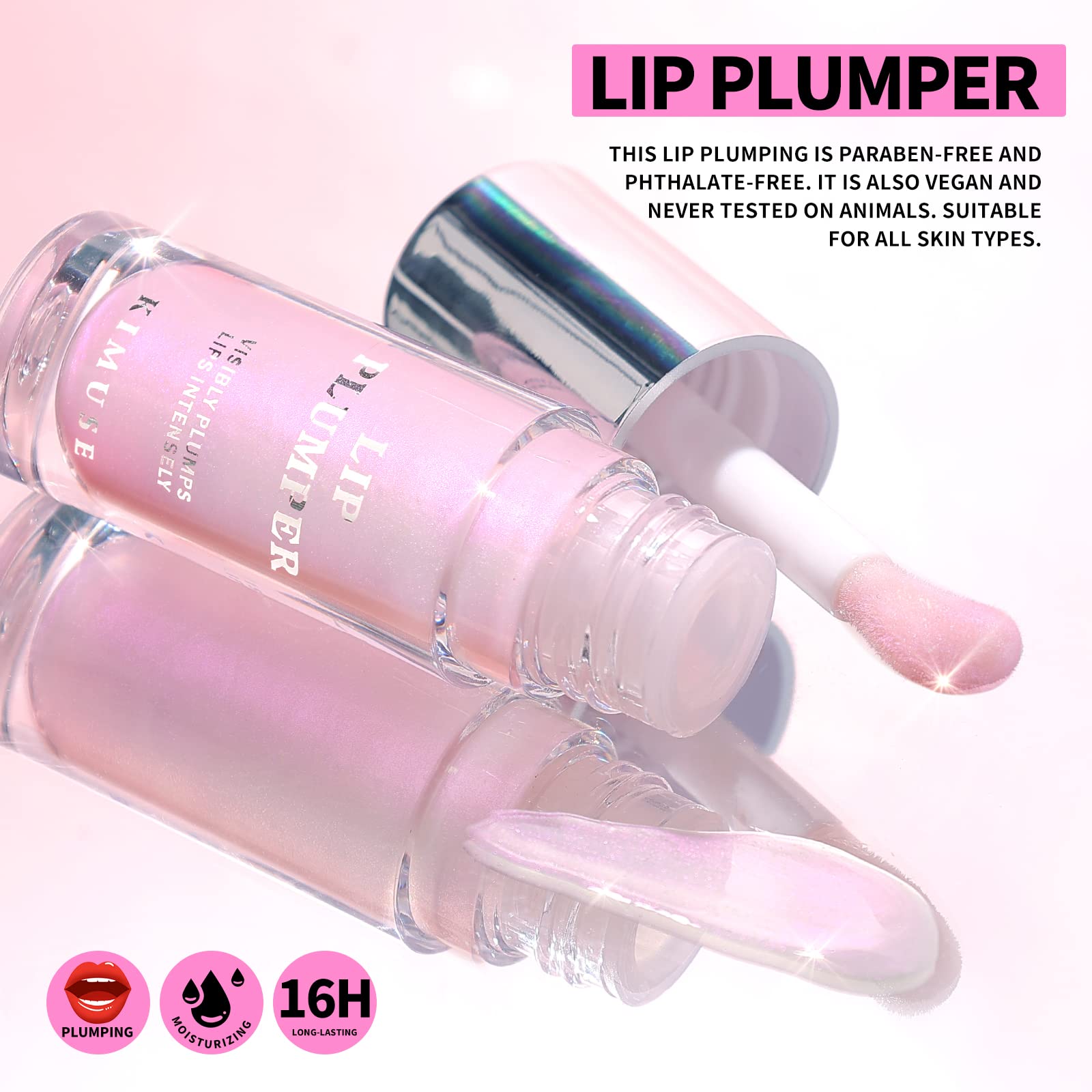 KIMUSE Lip Plumper Gloss, Moisturizing Lip Gloss, Long -Wearing Plumping Gloss, Hydrating and Plumping Lips