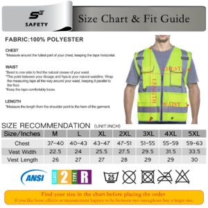 sesafety Safety Vests Reflective with 9 Pockets and Zipper,Class 2 Construction Vest for Men Neon Yellow L