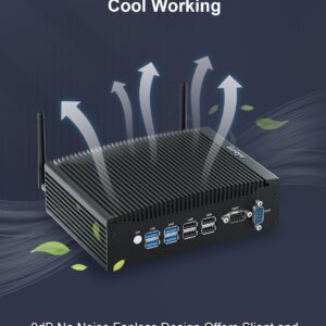 Baieyu Industrial Fanless Computer Core i5-8260U, Fanless Mini PC Preinstalled Windows 11 Pro 16GB RAM DDR4 512GB SSD, 2×HD Port, 2×RS232 COM, 4×USB 3.0, 4×USB 2.0, Auto Power On, Industrial Mini PC