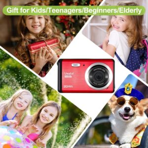 Digital Camera for Kids, 30MP Digital Point and Shoot, 1080P FHD Kids Camera, 2.8 Inch LCD Screen Rechargeable Compact Camera Vlogging Camera for Kids Teens Girls Boys Beginner Elderly (Red)