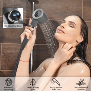 Luxsego High Pressure Shower Heads with Scalp Massager Shampoo Brush for Skin & Hair Care, Filtered Shower Head with Handheld Sprayer Soften Hard Water, 3 Settings 4 in 1 Detachable Showerhead Set