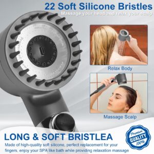 Luxsego High Pressure Shower Heads with Scalp Massager Shampoo Brush for Skin & Hair Care, Filtered Shower Head with Handheld Sprayer Soften Hard Water, 3 Settings 4 in 1 Detachable Showerhead Set