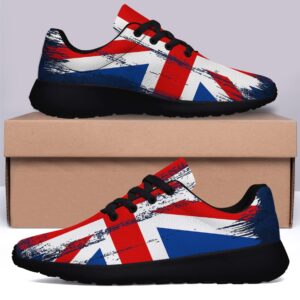 Vintage Union Jack Flag Shoes Mens Womens Running Shoes British UK Flag Athletic Casual Tennis Sneakers Black Size 5