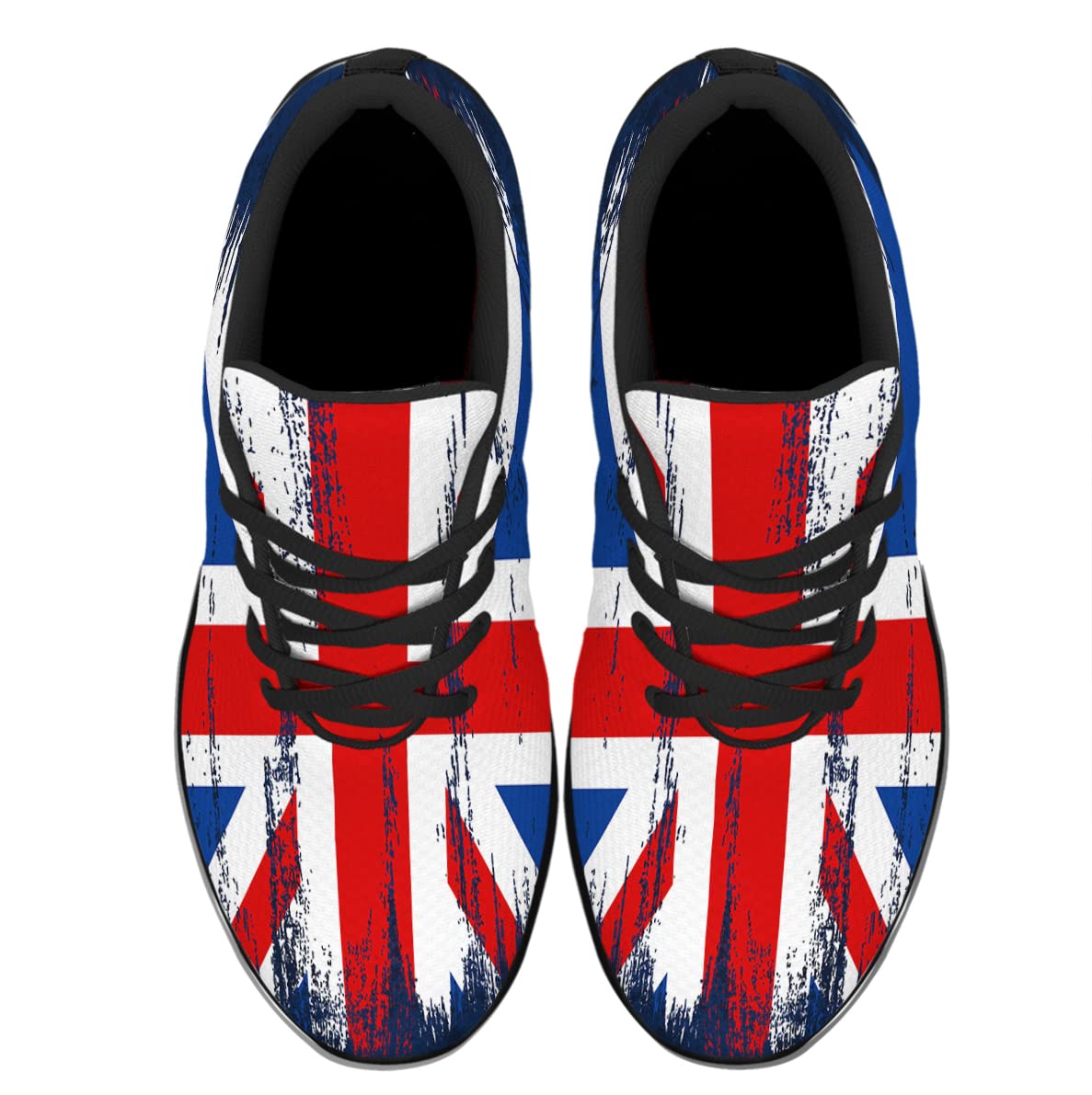 Vintage Union Jack Flag Shoes Mens Womens Running Shoes British UK Flag Athletic Casual Tennis Sneakers Black Size 5