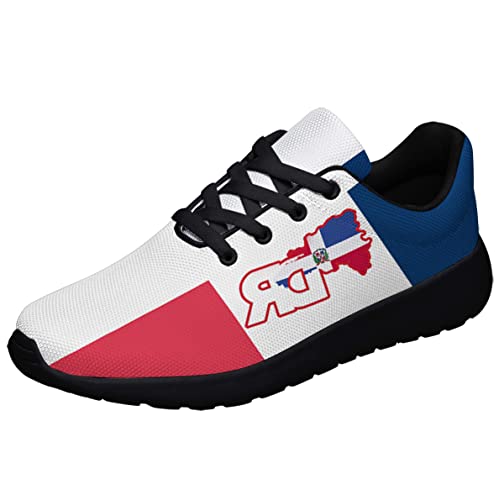 Dominican Republic Flag Shoes Mens Womens Running Shoes Athletic Casual Tennis Sneakers Walking Golf Gym Shoes Black Size 9.5