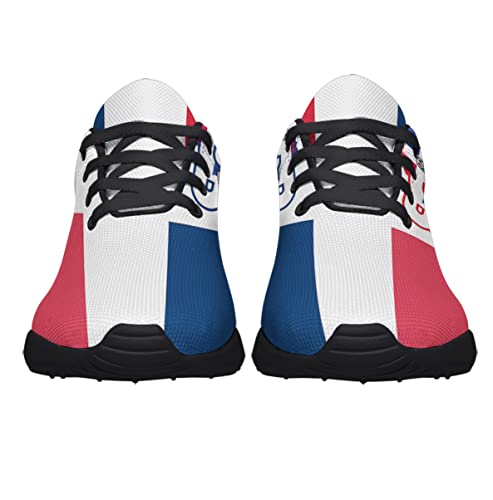 Dominican Republic Flag Shoes Mens Womens Running Shoes Athletic Casual Tennis Sneakers Walking Golf Gym Shoes Black Size 9.5