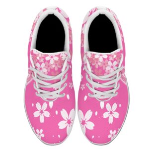 Breast Cancer Awareness Shoes Women Fashion Ultra Lightweight Running Sneakers Pink Ribbon Print Walking Tennis Shoes Gift for Her White Size 8