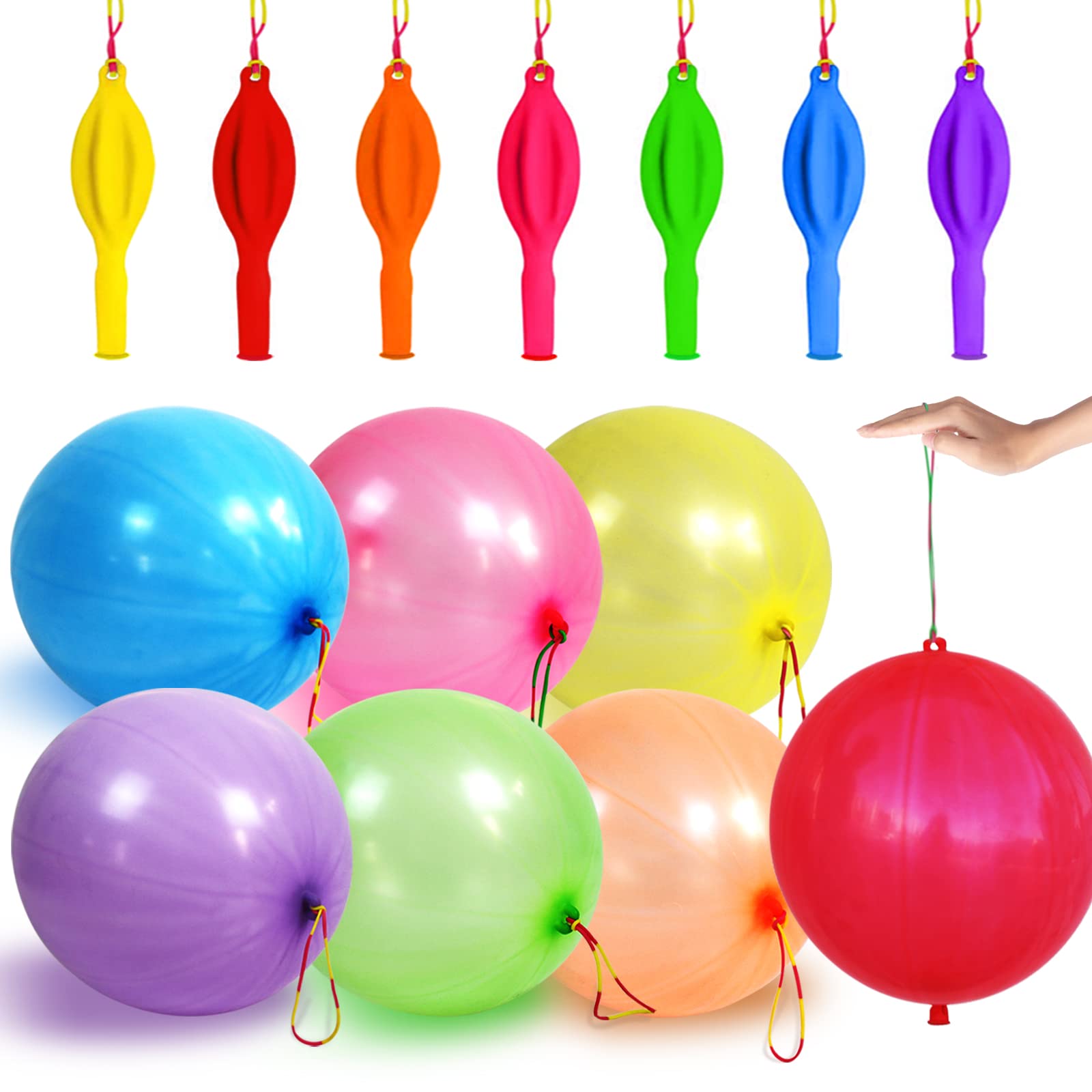 LEEZZIZZ 41 Thickened Punch Balloons, Neon Heavy Duty Punching Balloons with Rubber Bands for Kids Birthday Decorations Party Balloons Kids Outdoor Toys