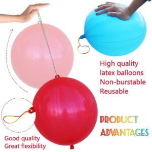 LEEZZIZZ 41 Thickened Punch Balloons, Neon Heavy Duty Punching Balloons with Rubber Bands for Kids Birthday Decorations Party Balloons Kids Outdoor Toys