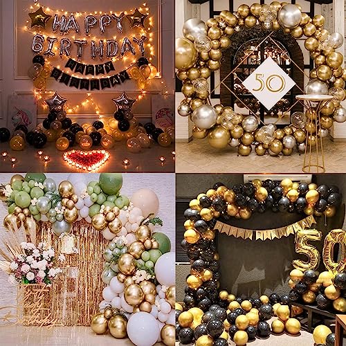 Dazzle Bright 100 PCS Metallic Gold Balloons Latex Balloons Different Party Balloon Kit for Balloon Garland Arch Birthday Party Graduation Baby Shower Wedding Holiday Decoration(18-12-10-5 Inch)