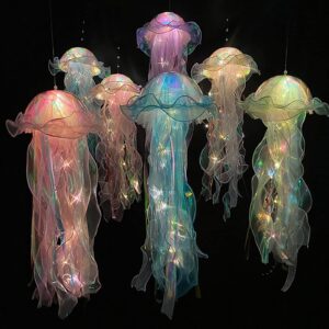 4 PCS Jellyfish Lantern Hanging Decoration, (21'' High) Jelly Fish Decorations, Pink Jellyfish Lanterns for Holiday Decoration, Party Hanging, Bedroom Hanging