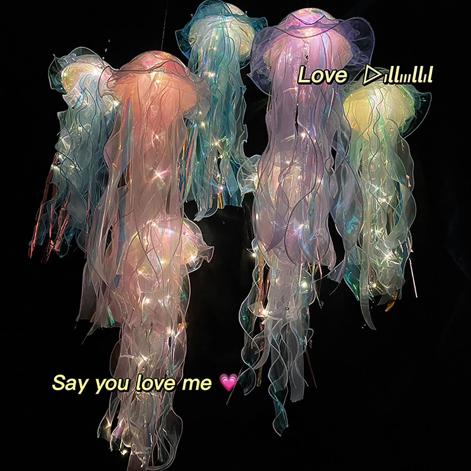 4 PCS Jellyfish Lantern Hanging Decoration, (21'' High) Jelly Fish Decorations, Pink Jellyfish Lanterns for Holiday Decoration, Party Hanging, Bedroom Hanging