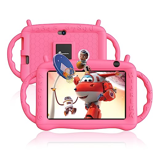 Semeakoko Kids Tablet 7in Android 12 Tablet for Kids Age 3-12,Quad Core 2+32GB Toddler Tablet with Shock-Proof Case,Parental Control, Pre-Installed Kids Educational APP,HD Screen,Dual Camera