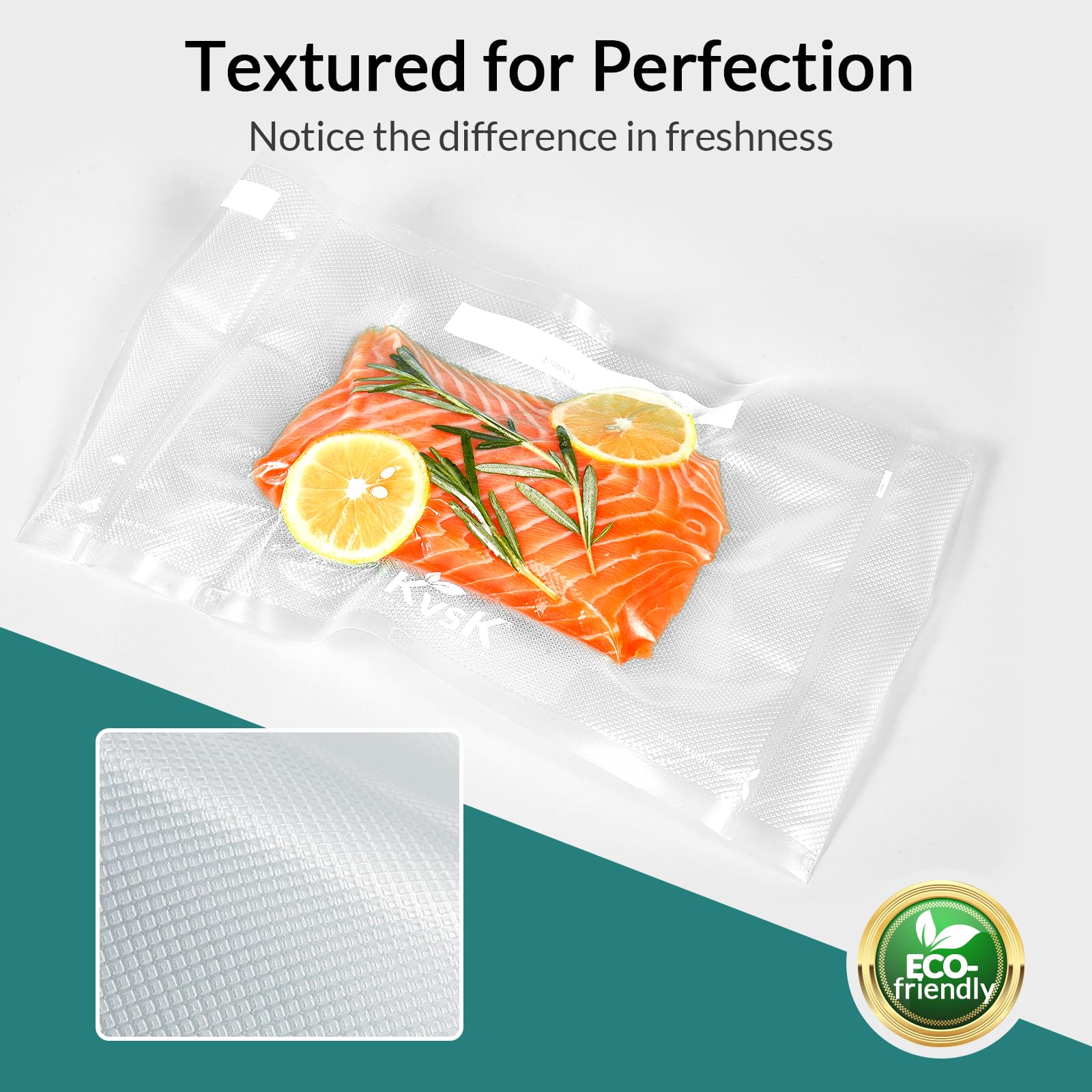 KVSK Vacuum Sealer Food Bags 8" x 20', 6 Rolls (Pack of 6) - Compatible with FoodSaver, Weston Machines | 3.6mil + 10mil Thickness | Prevent Freezer Burns, Tear-Resistant, Leak-Proof