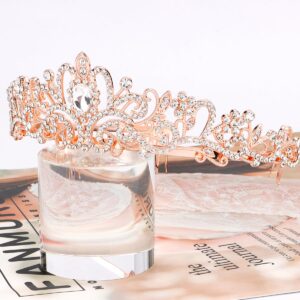 TOBATOBA 60th Birthday Decorations Women, Rose Gold 60 & Fabulous Birthday Sash, 60th Birthday Crown Tiara, Birthday Candles and Cake Toppers, Happy 60th Birthday Gifts for Women Birthday Decor