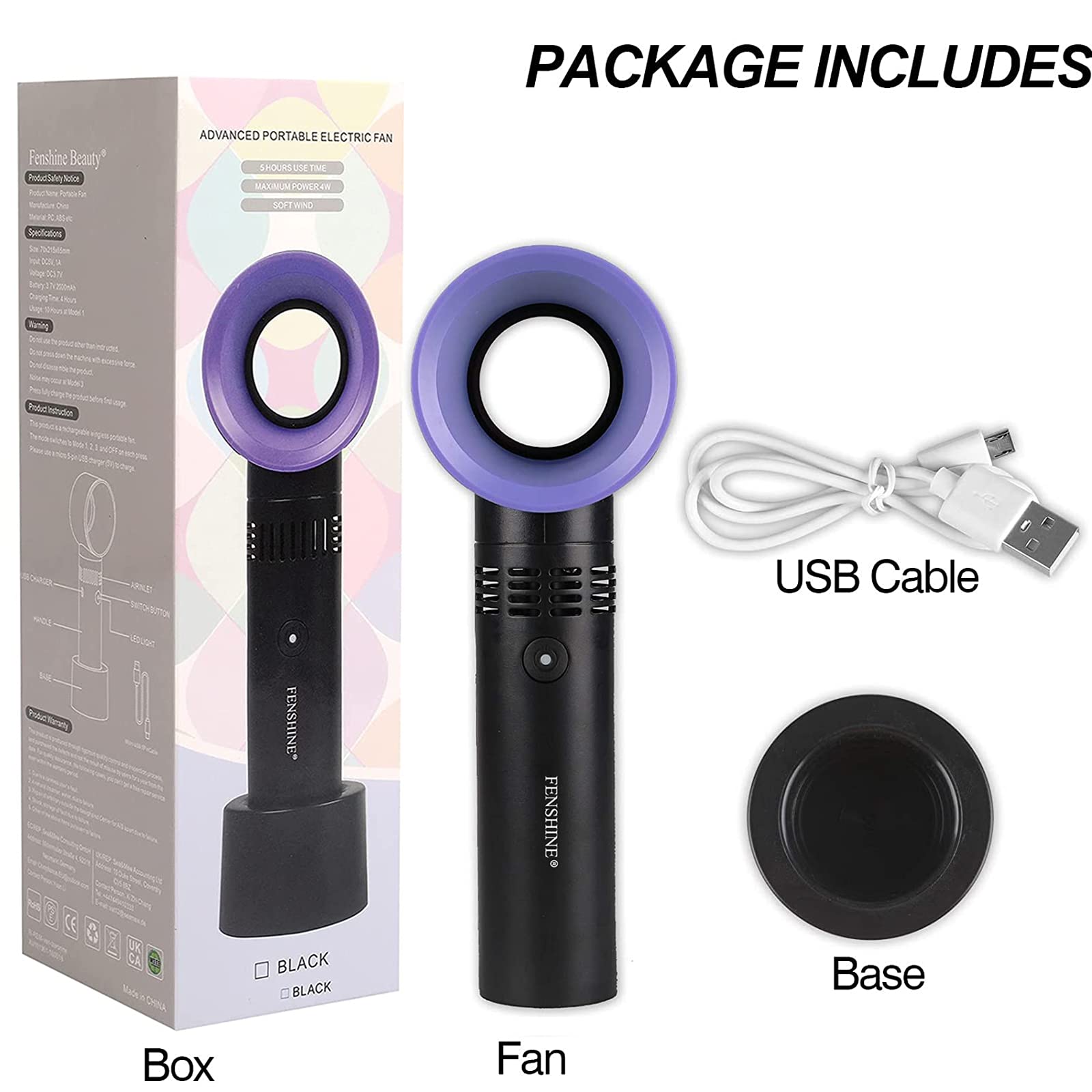 fenshine Portable USB Rechargeable Mini Fan, Lash Dryer Fan for Lash Extensions, Ficial No Noise Handheld Fan, Essential Eyelash Extension Supplies/Air Conditioning Blower