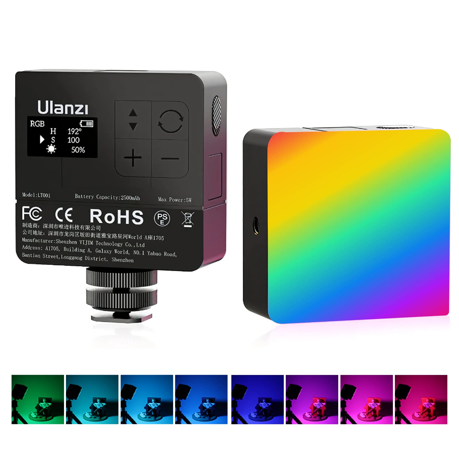 ULANZI VL49 Pro RGB Video Light, Mini Rechargeable LED Camera 360° Full Color Portable,2500-9000K Dimmable LED Panel Lamp w LCD Display,Photography Lighting Support Magnetic Attraction