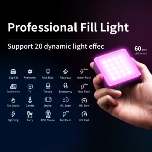 ULANZI VL49 Pro RGB Video Light, Mini Rechargeable LED Camera 360° Full Color Portable,2500-9000K Dimmable LED Panel Lamp w LCD Display,Photography Lighting Support Magnetic Attraction