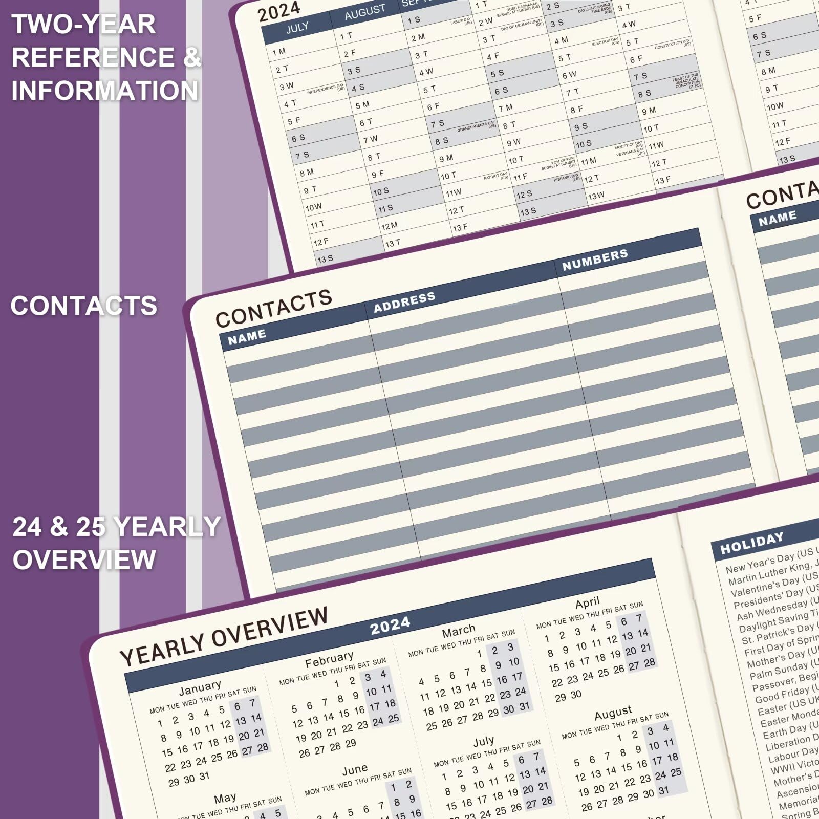 Appointment Book 2024-2025 /Planner - Weekly Appointment Book, JUL 2024 - JUN 2025, 8.5" x 11", Daily/Hourly Planner with 15-Minute Interval, Purple