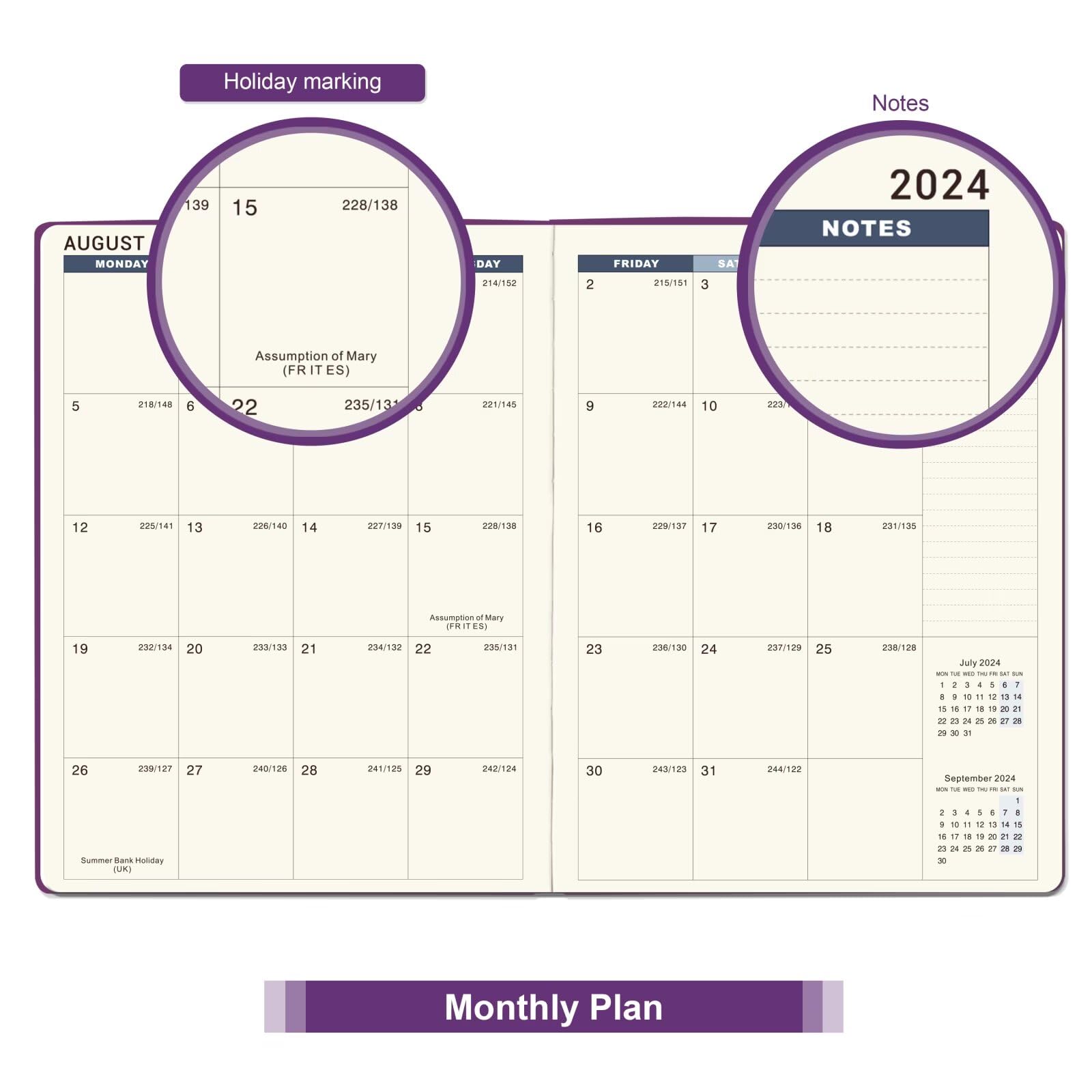 Appointment Book 2024-2025 /Planner - Weekly Appointment Book, JUL 2024 - JUN 2025, 8.5" x 11", Daily/Hourly Planner with 15-Minute Interval, Purple