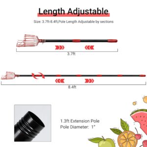 Fruit Picker Pole with Basket - Adjustable Fruits Picker Too for Mango Apple Avocado Orange Cherry Pear Picking, Lightweight Sturdy Fruits Catcher with Extra Carrying Bag