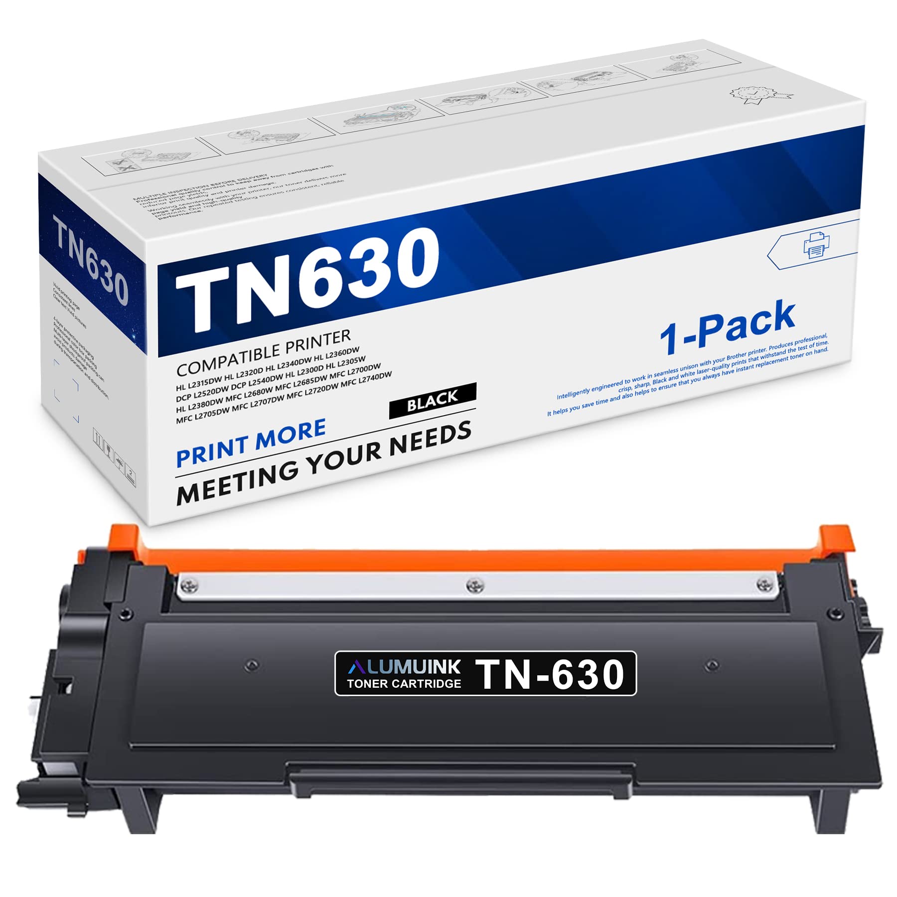 TN630 Toner Cartridge Replacement for Brother TN630 TN-630 to Use with HL-L2320D HL-L2360DW HL-L2340DW HL-L2380DW DCP-L2540DW MFC-L2740DW Printer (Black,1 Pack)