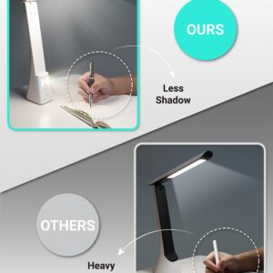 XINGYUNTREE LED Desk Lamp with Night Light Foldable Portable High Brightness Eye Care Lamp. Touch Control, Rechargeable, for Home Reading Light, Office and Dormitory (White 2.0)