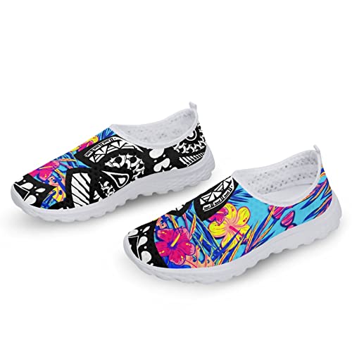 Summer Aesthetic Floral Shoes for Women Slip Resistant Athletic Shoes Without Laces for Youth Running Shoes Work Travel Lightweight Breathable Slip On Sneakers with Arch Support Mesh Slip On Shoes