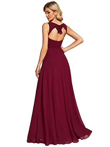 Ever-Pretty Women's Sweetheart Chiffon Sleeveless Chiffon Bridesmaid Dress Burgundy US4