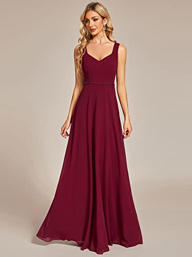 Ever-Pretty Women's Sweetheart Chiffon Sleeveless Chiffon Bridesmaid Dress Burgundy US4