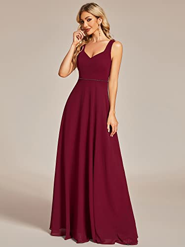 Ever-Pretty Women's Sweetheart Chiffon Sleeveless Chiffon Bridesmaid Dress Burgundy US4