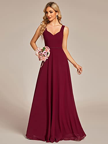 Ever-Pretty Women's Sweetheart Chiffon Sleeveless Chiffon Bridesmaid Dress Burgundy US4