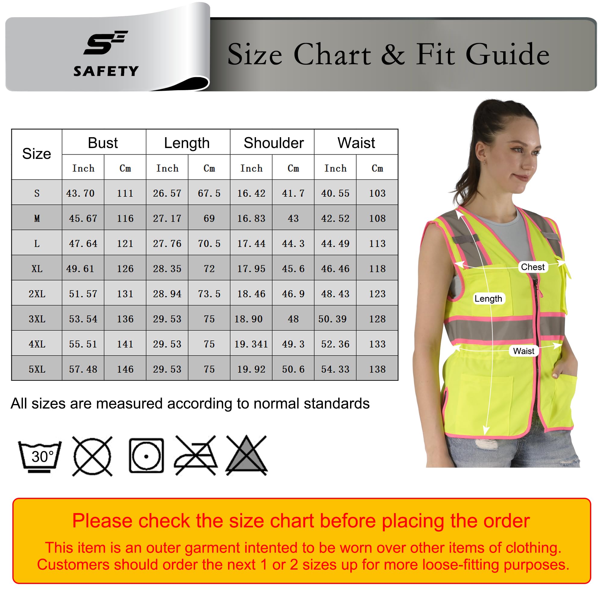 Hi Vis Safety Vest for Women, Working Drawstring waist Construction Vest with Pockets and Zipper, Womens Safety Vest, ANSI Type R Class2, Yellow Pink Strips, M