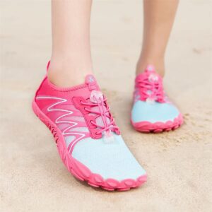 Zonkacen Male Female Colorful Concise Anti Slip Elastic Band Water Shoes for Summer Beach Swiming Diving Surfing Wading Cycling Sports Pool Yoga Rose Red 3 Men/4.5 Women