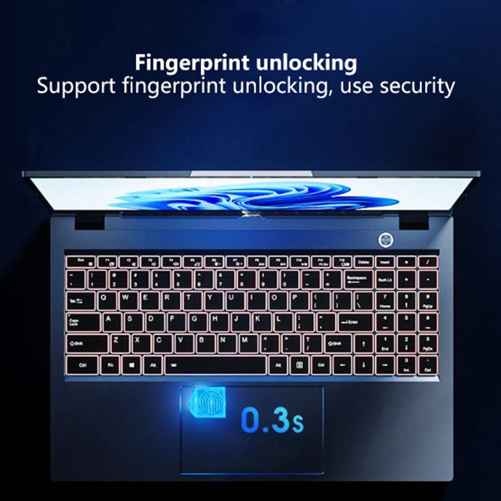 15.6 Inch Laptop for Window10, I7 9th Gen CPU, Portable Ultra Thin FHD Laptop Computer with Fingerprint Backlight Numeric Keyboard, for Business Gaming