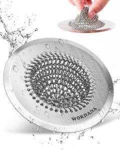 sink drain strainer, reversible mesh sink strainer with 304 stainless steel, wokdada revolutionary anti-rust kitchen sink strainer food catcher for garbage disposal without clogging