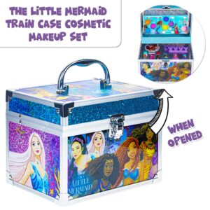 Little Mermaid Train Case Beauty Set, Kids Makeup Kit for Girls, Real Washable Toy Makeup Set, Play Makeup, Pretend Play, Party Favor, Birthday, Toys Ages 3 4 5 6 7 8 9 10 11 12