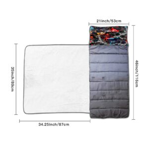 Truck Toddler Nap Mat Lightweight Kids Sleeping Bag Blanket Great for Boys or Girls Napping at Daycare, Preschool, Kindergarten