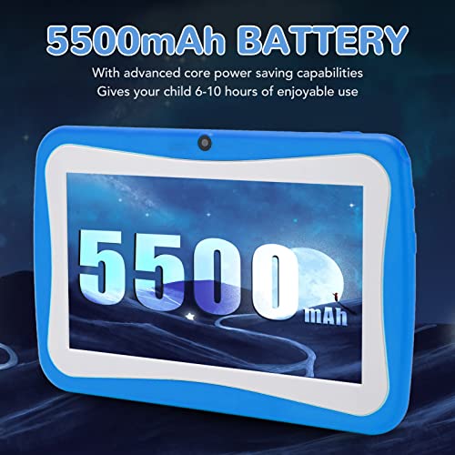 7 Inch Kids Tablet for Android 8.0, 5G WiFi and 5.0 BT, 1960 x 1080 IPS HD Tablet with Case and Stand for Kids, Quad Core CPU, 4GB 32GB, 2MP + 5MP, Education, Entertainment (Blue)