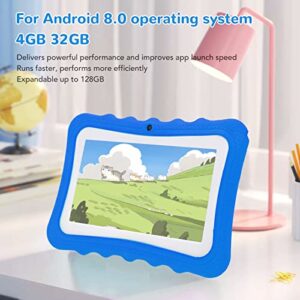 7 Inch Kids Tablet for Android 8.0, 5G WiFi and 5.0 BT, 1960 x 1080 IPS HD Tablet with Case and Stand for Kids, Quad Core CPU, 4GB 32GB, 2MP + 5MP, Education, Entertainment (Blue)