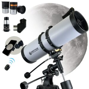 spectrumoi telescope for adults and kids, 130m (5.12") reflector telescope for adults, portable kid reflector telescope for adults astronomy beginner for stargazing, manual german equatorial telescope