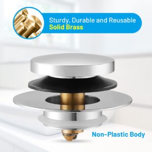 Bathtub Drain Stopper, Uxoz Universal Tub Stopper for Replacing Tip Toe/Trip Lever/Lift&Turn Tub Drain, Bath Tub Drain Stoppers Desiged for 1.5"-1.72" Drain Hole with 3 O-Rings, Chrome Plated