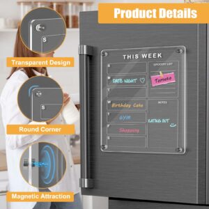 QUEENLINK Magnetic Acrylic Calendar for Fridge, Clear Acrylic Dry Erase Board 12" X 16" - Weekly Refrigerator Planner Board for Family, Home, Kitchen