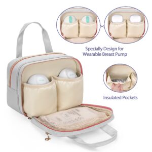 Damero Wearable Breast Pump Bag Compatible with Elvie Pumps and Pump Parts Bag with Waterproof Mat Bundle