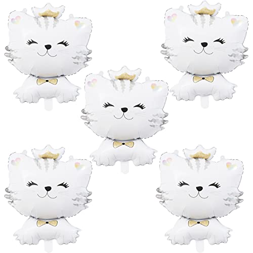 5Pcs Cat Foil Balloon Large Cute Cat Kitten Balloons for Birthday Baby Shower Wedding kids Pet Themed Cartoon Party Decoration Supplies