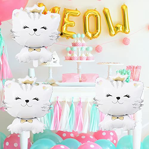 5Pcs Cat Foil Balloon Large Cute Cat Kitten Balloons for Birthday Baby Shower Wedding kids Pet Themed Cartoon Party Decoration Supplies