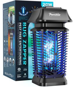 bug zapper outdoor, electric mosquito zapper indoor, 20w/4200v, ipx4 waterproof, fly zapper, fly traps, plug-in mosquito z lamp for home, patio, garden, camp (black)