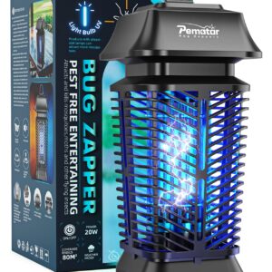 Bug Zapper Outdoor, Electric Mosquito Zapper Indoor, 20W/4200V, IPX4 Waterproof, Fly Zapper, Fly Traps, Plug-in Mosquito z Lamp for Home, Patio, Garden, Camp (Black)